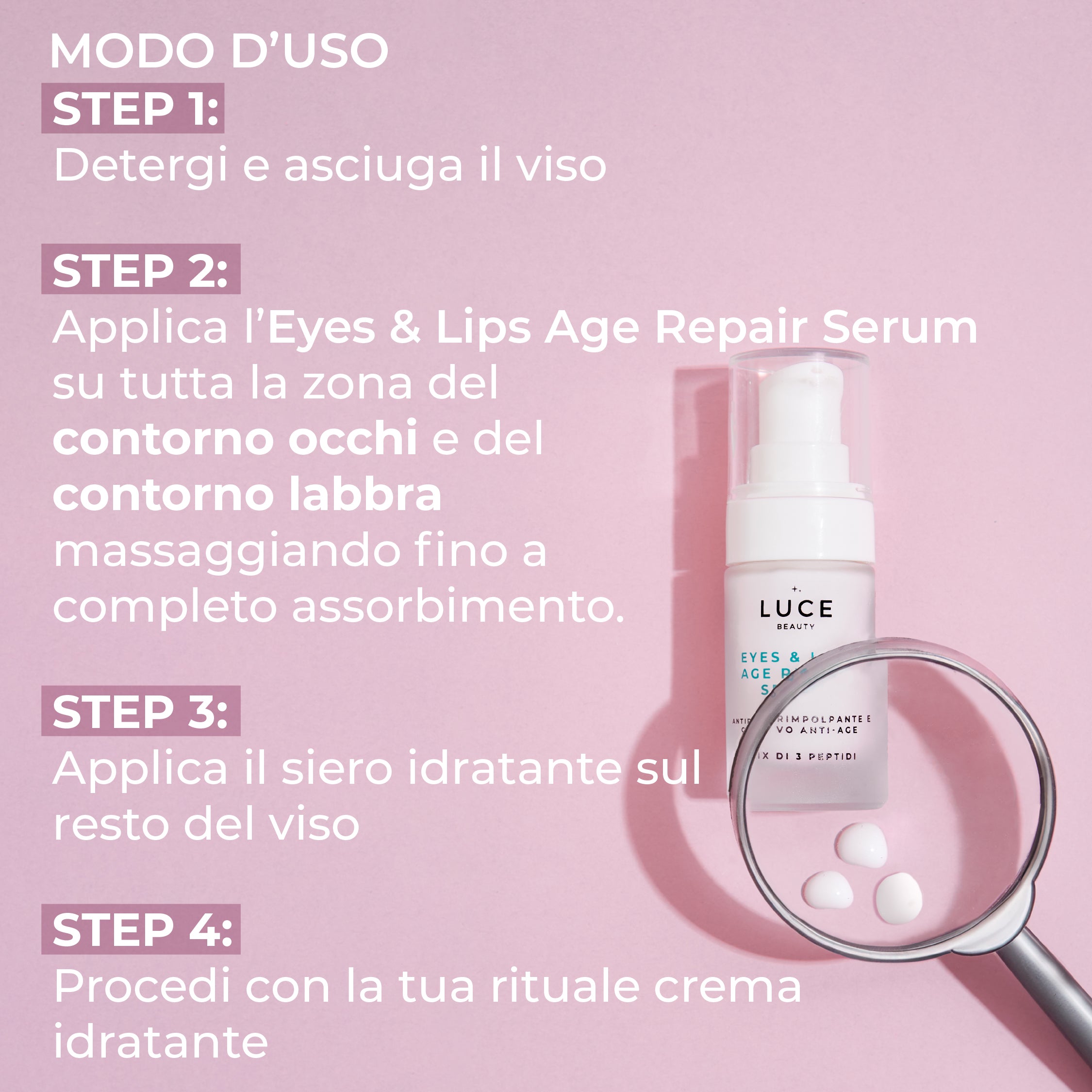 Siero Antiage | Contorno occhi, labbra - Eyes&Lips Serum - Luce Beauty